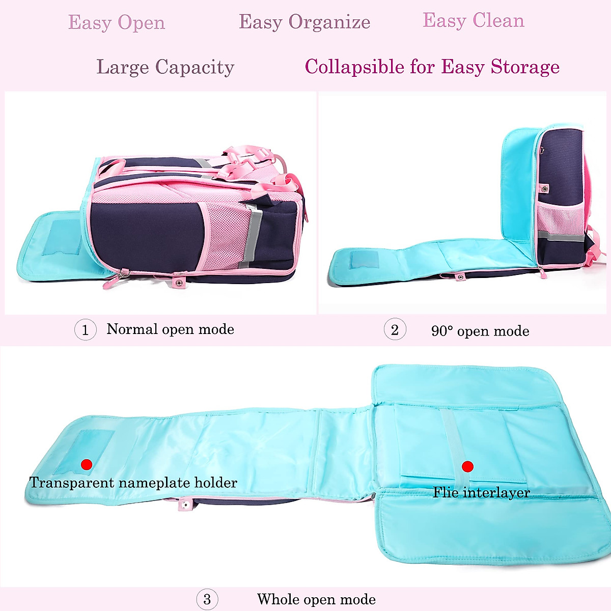 AO ALI VICTORY Unicorn Backpack for Girls with Lunch Box Set Kawaii Kids Toddler Bookbags Cute Kindergarten Preschool Elementary School Bag (Large, Pink Set-3 PCS)