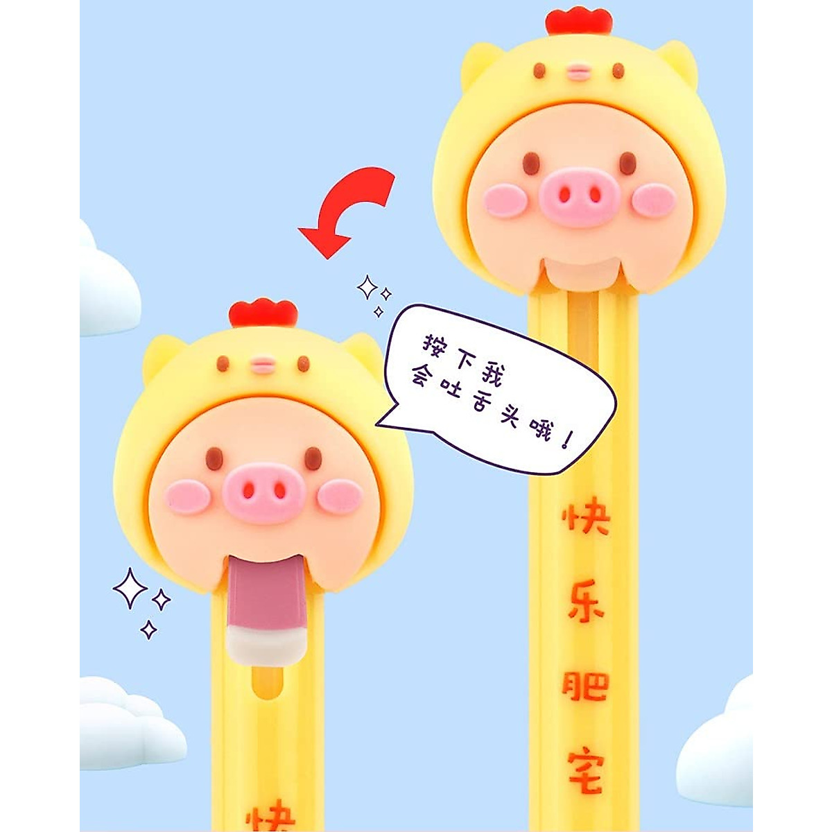 Cute Kawaii Animal Press Shape Gel Ink Pens school office supplies for girls Stationery novelty pens for kids stationary (6Pcs)