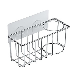 ARIANGE Kitchen Sink Brush Holder and Sponges Holder /. 2-in-1 Adhesive Sink Caddy, Stainless Steel Rust Proof Water Proof