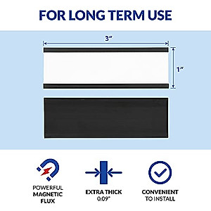 50 Pack"C" Channel Magnetic Label Holders 1x3 with 100 White Card Inserts, 50 Clear Plastic Protectors and Bonus 20 Colorful Cardstock Inserts in Blue, Green, Yellow and Red - Double-Sided Cards