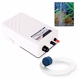 White Battery Oxygen Pump Aquarium, Odowalker Oxygen Pump Fish Tank Oxygen Pump Aquarium XILONG DC800 Silent Battery Air Making Machine