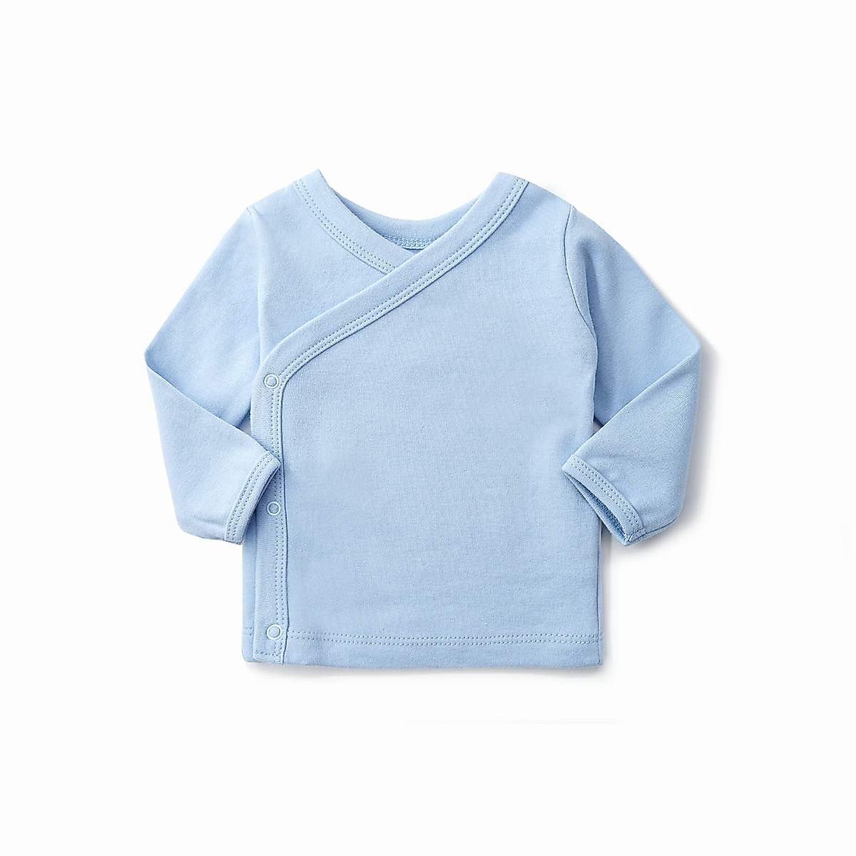 SYCLZ Unisex-Baby 100% Cotton Long Sleeve Side-Snap Shirts Soild Color Kimono Tees 0-12M (3-6M, Blue/Green/Gray)