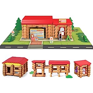 Wondertoys 239 Pieces Real Wood Logs Set Ages 3+, Classic Building Log Gift Set for Boys/Girls– Creative Construction Engineering - Top Blocks Game Kit - Preschool Education Toy