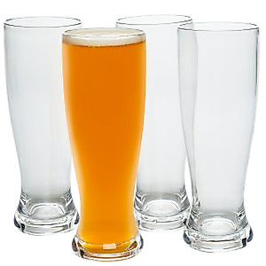 D'Eco Unbreakable 24 oz Pilsner Beer Glasses (Set of 4) - Reusable Shatterproof Classic Pub Beer & Cocktail Glasses - Perfect Indoor Outdoor Drinking Cups for Parties - Large Beer Pint Glasses Set