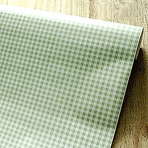 SimepleLife4U Removable Shelf Lining Paper DIY Drawer Liner 17.7 Inch by 13 Feet, Green-White Plaid