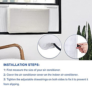 ciwich Indoor Air Conditioner Cover, White Air Conditioner Covers for Inside Units, Double Insulation with Elastic Strap,Windproof Anti-Freeze Fit 25Lx17Hx3.5D inches