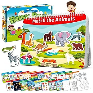HONGDDY Busy Book, Preschool Learning Activities for Toddlers, Montessori Toys for 3 4 5 Year Old with 8 Color Marker for Toddlers, Autism Sensory Toys Gifts for Boys, Girls