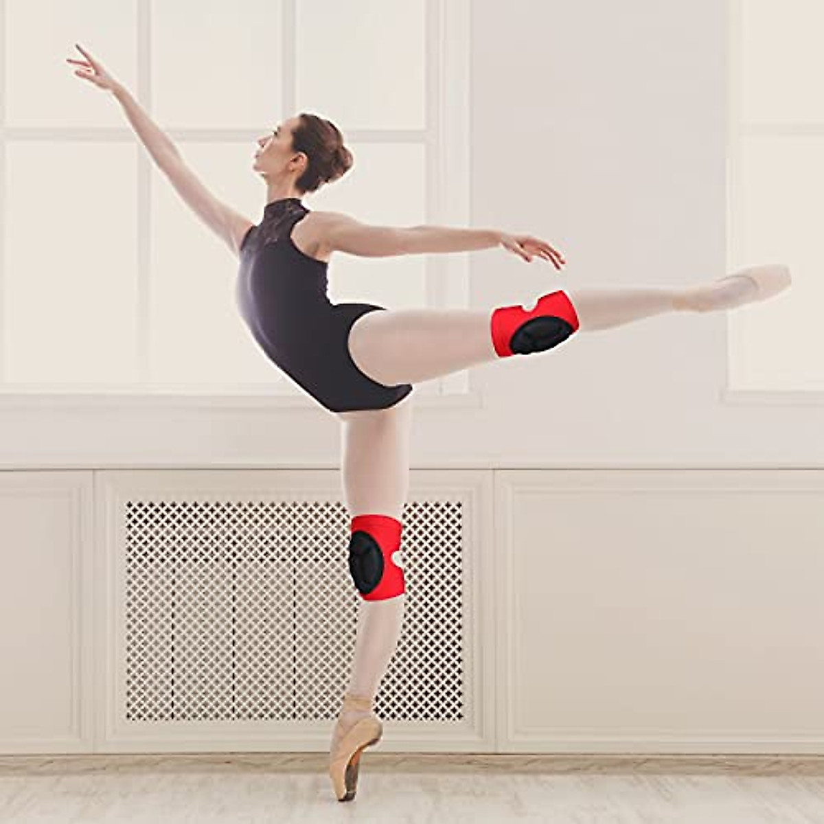 Audance Womens Knee Pads, Knee Pads for Women with Thick EVA Foam Padding Protective Pads Suitable for Women House Cleaning Gardening Work Dance Yoga(L), Red, Large