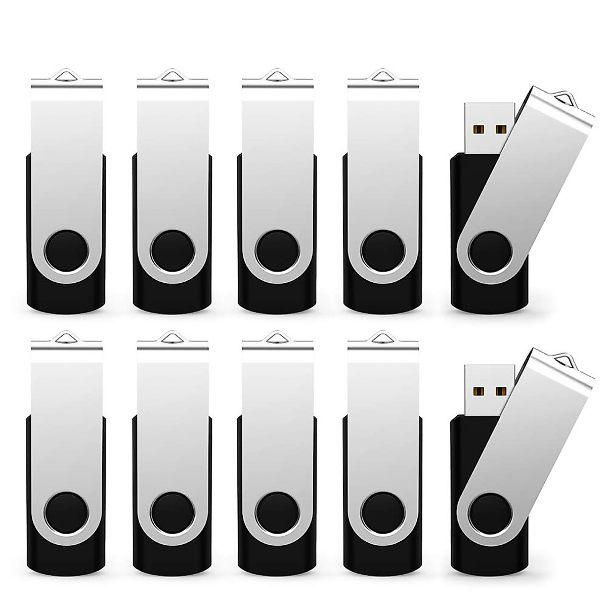 Maspen 10 Pack 32GB USB Flash Drives Bulk Pack USB 2.0 Thumb Drives Small Capacity Memory Stick Jump Drive Pen Drives (32 GB, 10pcs, Black)