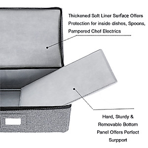 TEYIKA 2 Pcs China Storage Containers, Platter Storage Case Containers, 5.5'' Tall with Hard Shell, Structured Top, Bottom and Sides, 8 Felt Dividers Included(17'' x 13'' x 5.5''), Grey 2 Pack