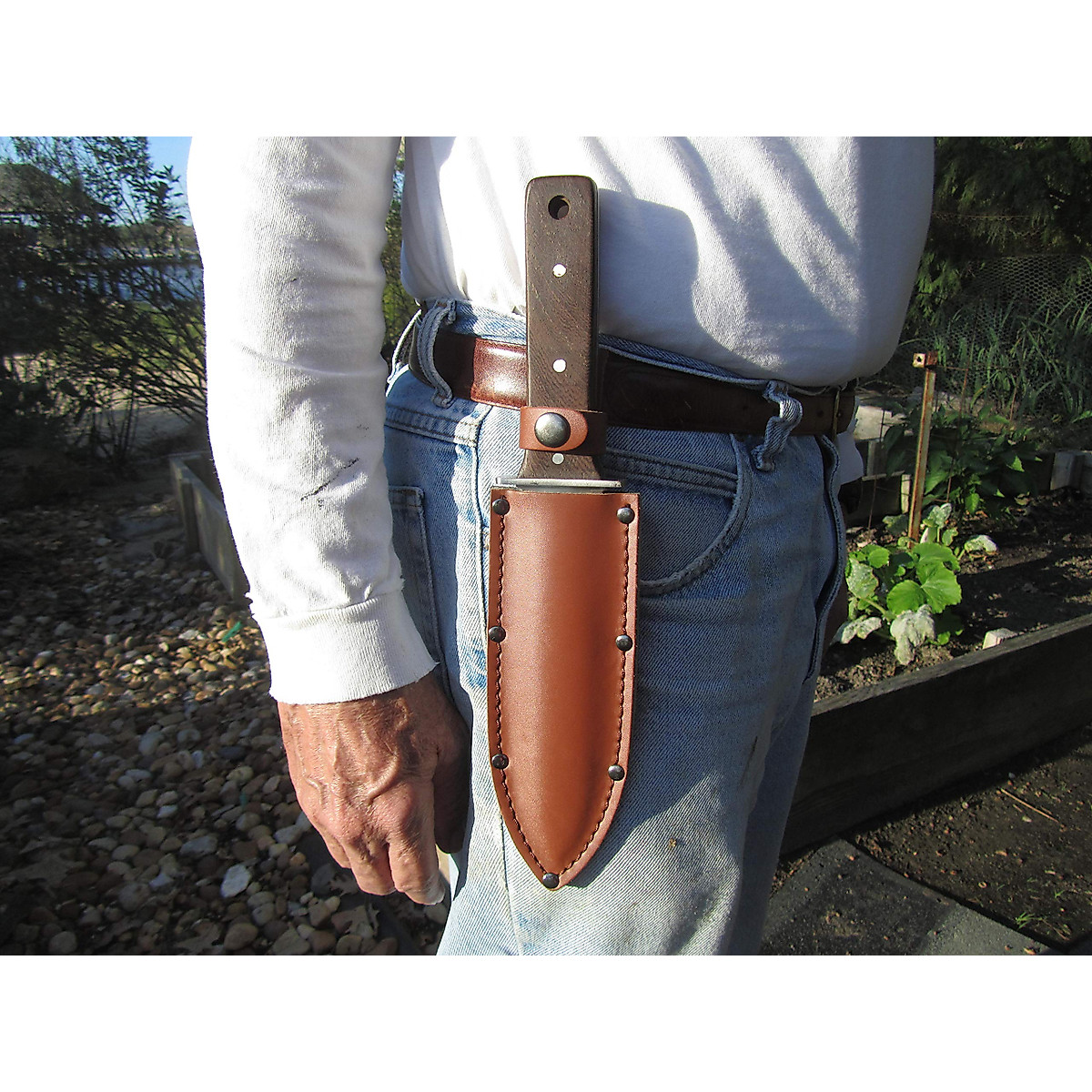 RiverView Enterprise Knife Sheath Riveted Genuine Leather - Up to 7-inch Single/Double Edge Blade – Riveted Belt & Handle Loops – Hori Hori, Hunting, Camping, Fishing, Tactical, Outdoor