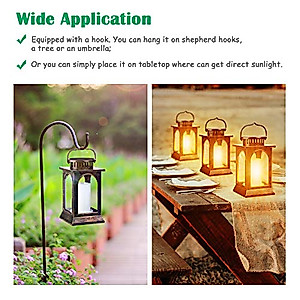 TomCare Solar Lights Flickering Flame Upgraded Metal Solar Lantern Outdoor Hanging Decorative Lanterns Heavy Duty Solar Powered Waterproof Outdoor Lighting for Patio Garden Christmas, 2 Pack (Bronze)