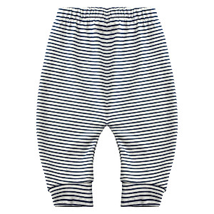 Hakochia Soft and Comfy 100% Cotton Baby Pants for Baby Boys and Girls with Ample Diaper Room 0-12 Months Blue