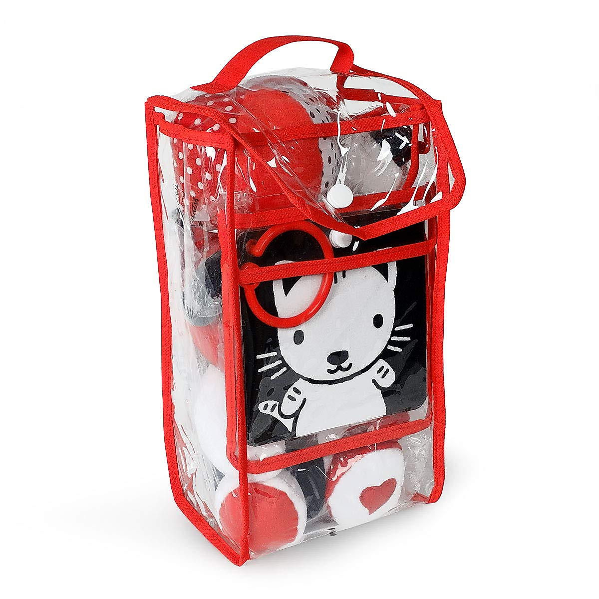 Smarty Baby Bundle - 5 Black, White and Red Infant Toys, Newborn Baby Gifts