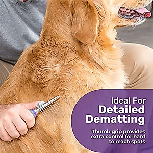 Hertzko Pet Dematting Comb for Dogs Cats - Undercoat Rake Grooming Brush with Safety Edges - Deshedding Tool Great for Cutting and Removing Dead, Matted, or Knotted Hair - Shedding Combs for Pets