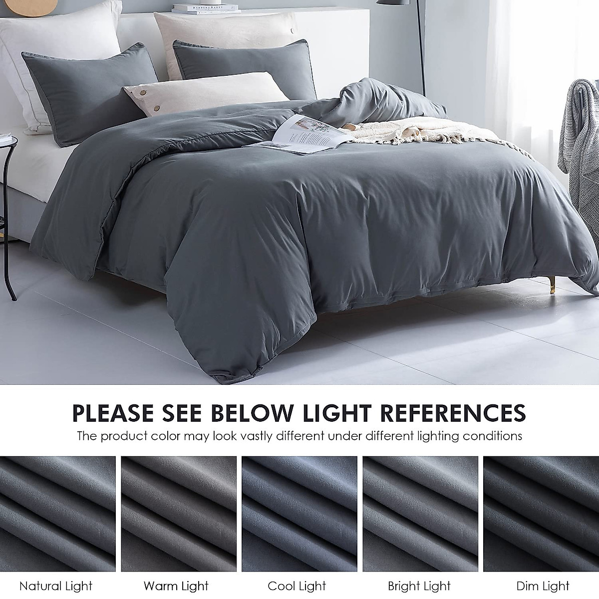 JOHNPEY Duvet Cover Queen (1 Duvet Cover+2 Pillow Shams),Soft Washed Microfiber Bedding Set with Zipper Closure,No Comforter