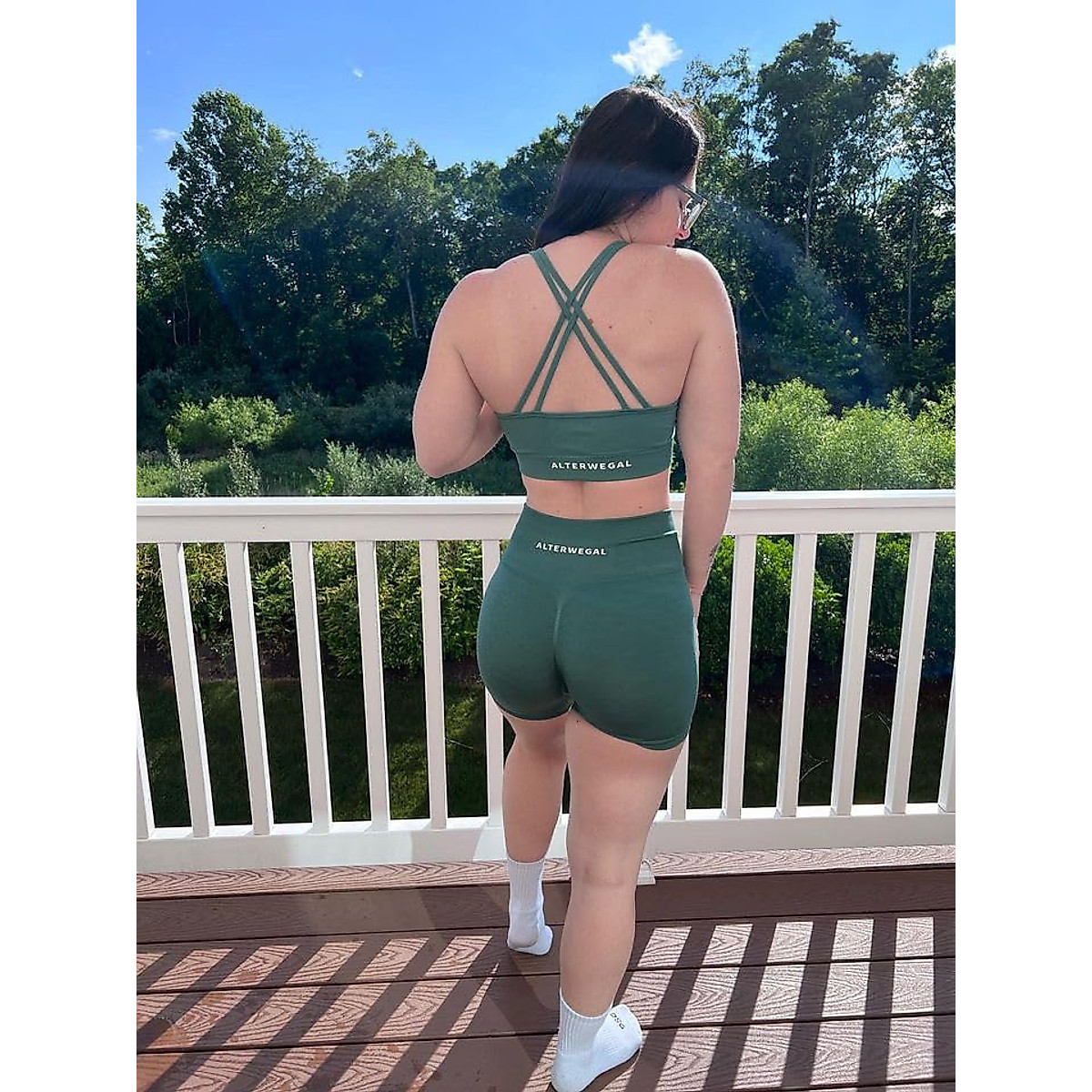 ALTERWEGAL Amplify Shorts High Waist Workout Seamless Scrunch Gym Greyish Teal