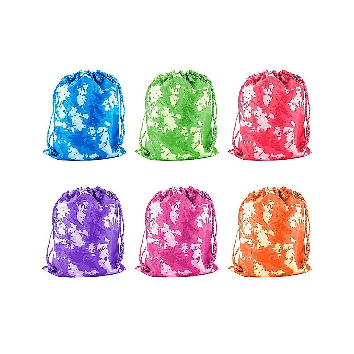 Adorox 12 Bags of Tie-dyed Camouflage Drawstring Tote Bags Party Favors Arts & Crafts (Assorted (12 Bags))