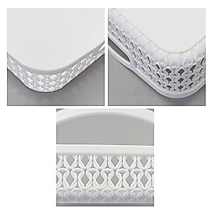 Vcansay 6-Pack Flat Storage Baskets with Handles Plastic Drawer Organizer, White