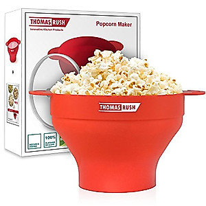 MEKBOK Microwave Popcorn Maker - Microwave Popcorn Popper for Home - Collapsible Silicone Bowl - Red