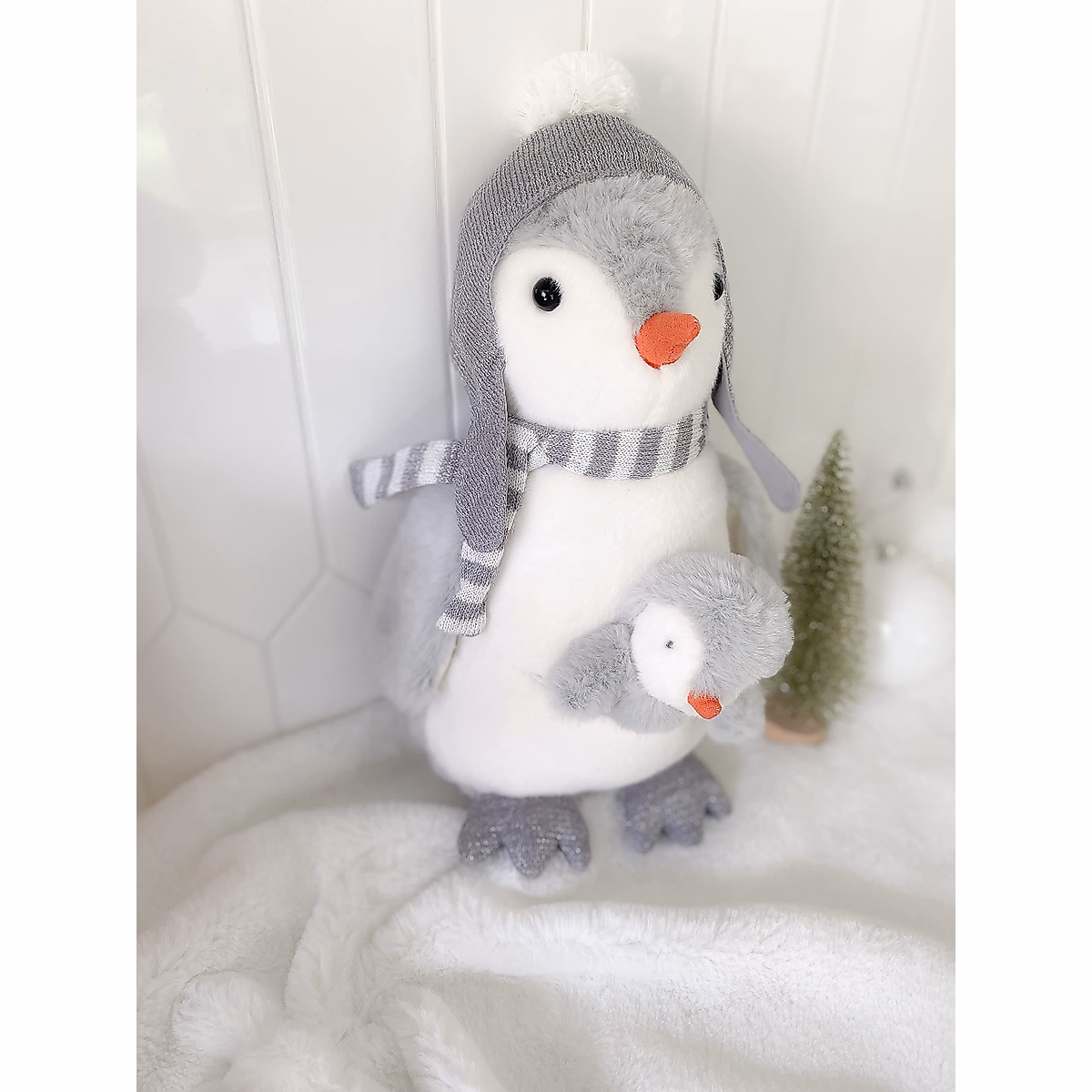 MON AMI Pebble The Penguin Stuffed Animal with Baby 14”, Soft & Cuddly Plush Penguin, Use as Toy/Nursery Room Décor, Great Gift for Kids of All Ages