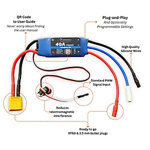 40A RC Brushless Motor Electric Speed Controller ESC 3A UBEC with XT60 & 3.5mm Bullet Plugs