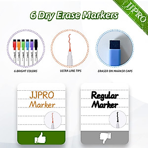 JJPRO Non-Magnetic Reusable Monthly Calendar Whiteboard Clings to All Smooth Surfaces. Monthly Planning Board for Refrigerator, Cabinet,Door&Stainless Fridge, 6 Markers Included!