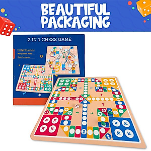Toysery 2 in 1 Board Games Set. Complete with Ludo Board Game Plus Snakes and Ladders Set