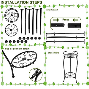 THKFUL Metal Plant Stands Indoor Outdoor, 2 Tier Tall Potted Plant Stand Plant Shelf Flower Pot Stand Iron Plant Holder for Multiple Planter,Rustproof Corner Plant Rack(20.3'')