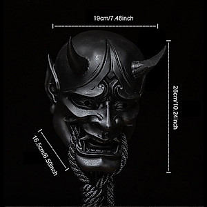 Boxwizard Samurai Oni Mask, Japanese Cosplay Latex Mask Anime Face Cover Ghostface Mask for Halloween Party (Black)