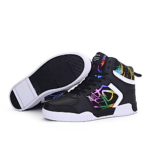 MG ZERVIX Unisex Fashion Sneakers High Top Skate Shoes Stylish Casual Hip Hop Shoes (Black, Adult, Men, Numeric_10, Numeric, us_Footwear_Size_System, Medium)
