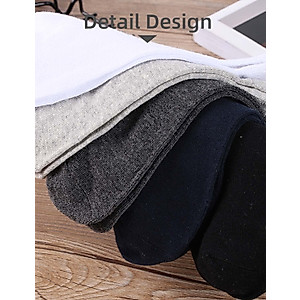 WAIKAS [Pack Of 5 Pairs] Men's Ankle Socks, Stretch Cotton Socks For Man, Common Size, Black/White/Grey/Dark Grey/Navy Blue each color 1 pcs, 5pcs Packing