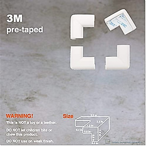 RovingCove Corner Protector for Baby (8 Large Corners), Hefty-Fit Heavy-Duty Soft Rubber Foam Furniture Corner Bumper Guards, 3M Adhesive Pre-Taped, Oyster White