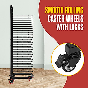 Houseables Art Drying Rack for Classroom, Art Storage Rack, 25 Shelf, 15”Lx18”Wx45”H, Locking Wheels, Metal, Black, Painting Drying Rack, Painting Rack, Paint Drying Rack, Paper Drying Rack for Art