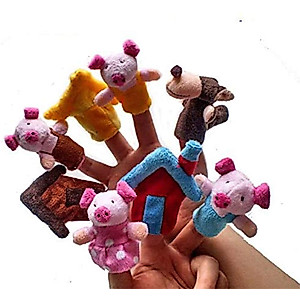 iMagitek Story Telling Time Finger Puppets, The Three Little Pigs Animal Finger Puppet Toy Educational Toys Fairy Tale Toy Plush Puppet Storytelling Doll