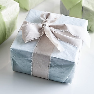 Keypan Green Ribbon 1-1/2 x 15 Yards Handmade Cotton Frayed Fringe Fabric Ribbons for Crafts Flower Bouquets Wedding Baby Shower Home DIY Decor