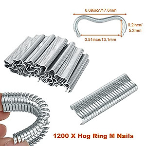 2 Pack Type M Nail Ring Pliers Kit With 1200pcs M Zinc Alloy Hog Rings, Hog Nail Ring Pliers for Fencing, Repair Hand Tools for Animal Cages, Wire Fencing