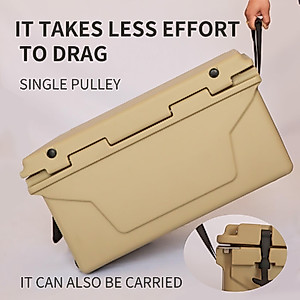 WTRAVEL 65QT Multifunction Outdoor Camping Coolers, Portable Cooler with Wheels and Heavy Duty Handle, Ice Chests and Coolers for Camping, Fishing, Travel, Beach (Khaki)