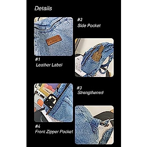 JHTPSLR Preppy Backpack Denim Backpack Casual Vintage Aesthetic Backpack Cowboy Backpack Daypack Book Bags Backpack Supplies (Light Blue)