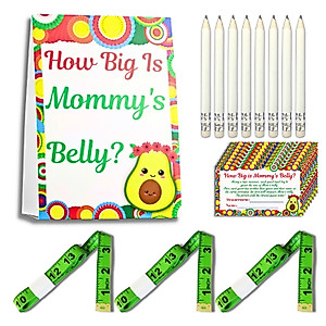 How Big is Mommys Belly Game cinta para medir la panza Measure the Belly Baby Shower Game 62 Piece for 50 Players Fiesta Avocado cielito lindo baby shower Game