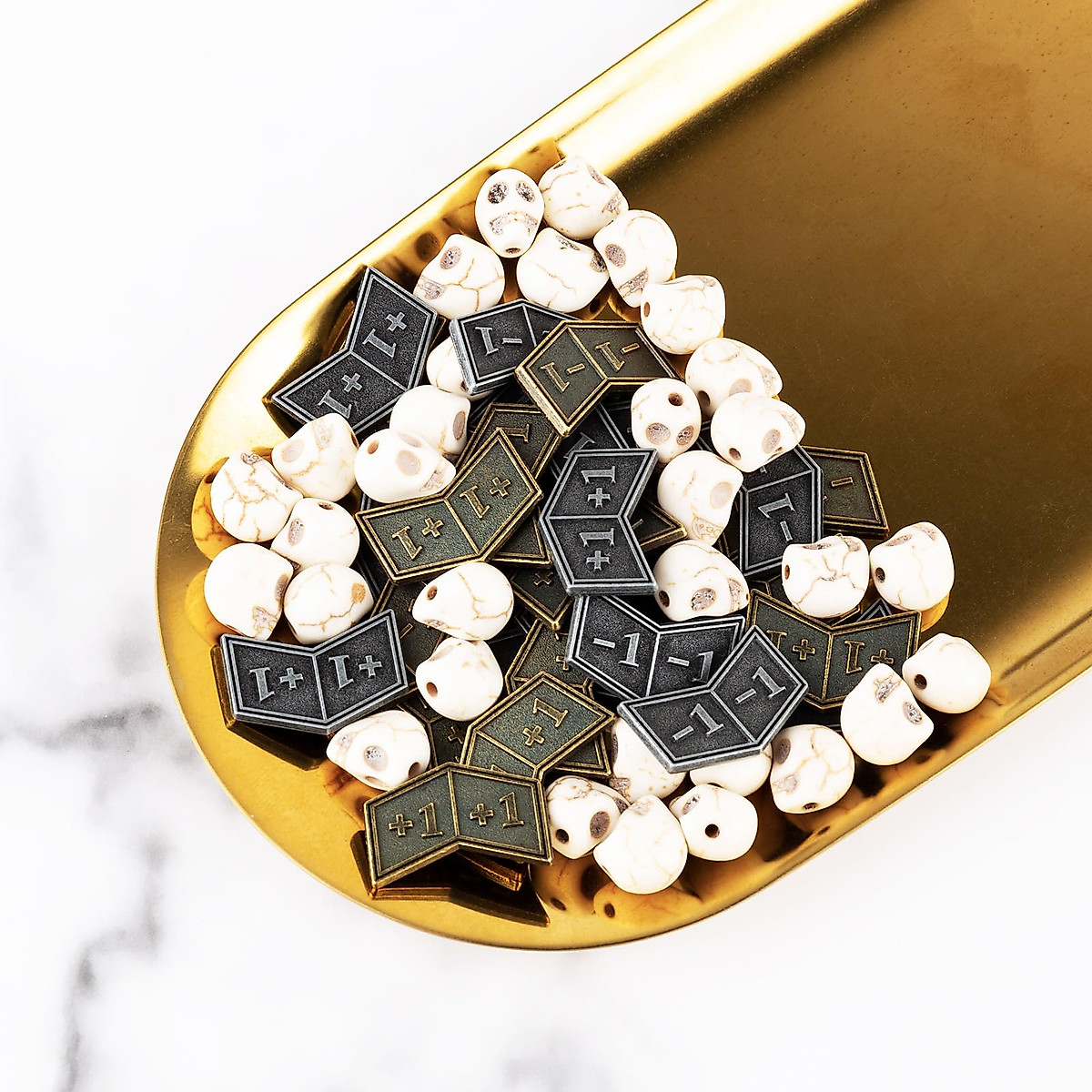 40 PCS Antique Metal Buff Counter Tokens with Velvet Bag Magic The Gathering Token Creature Stats or Loyalty Counters for MTG CCG Card Gaming Accessories, Black&Bronze