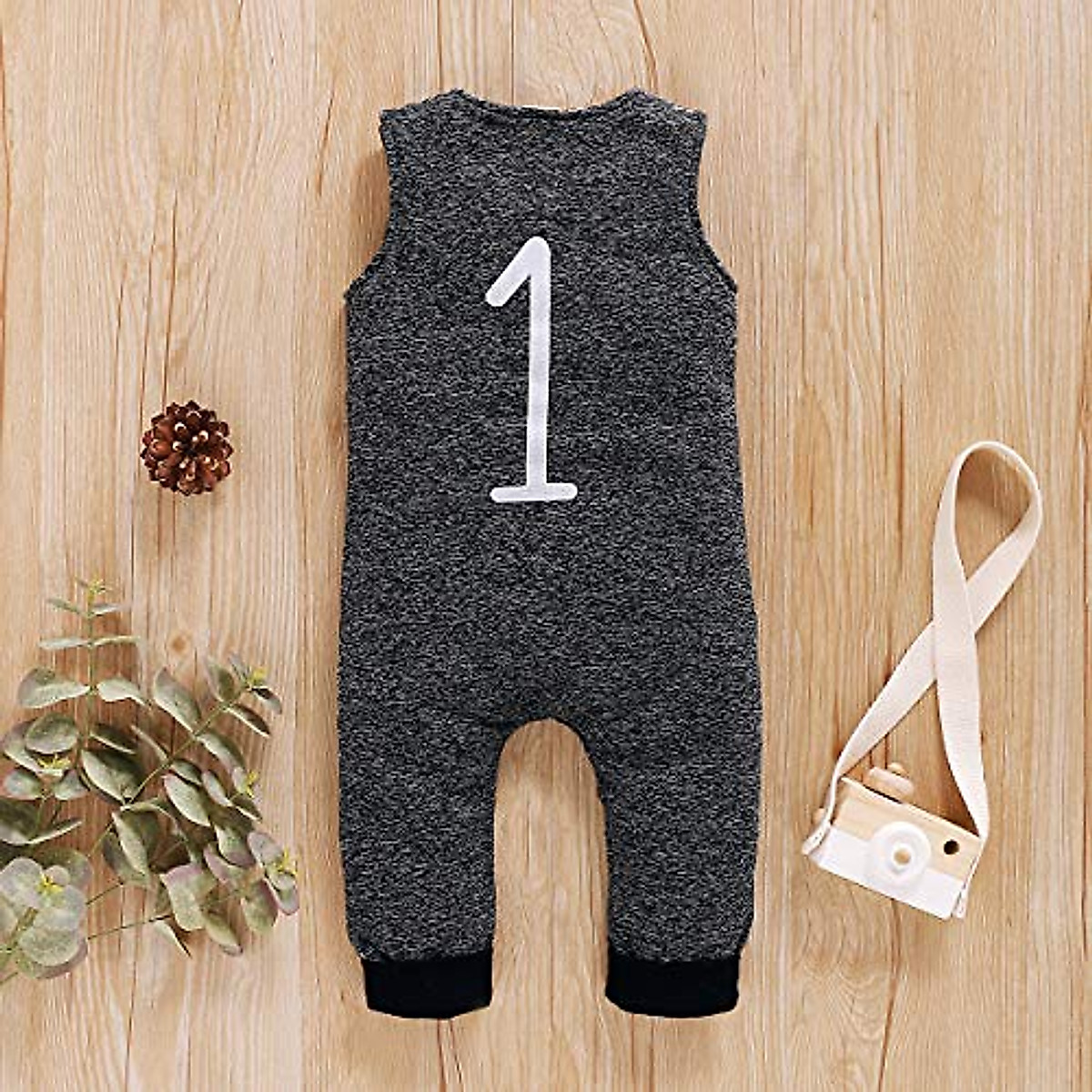 Viworld Wild One Romper Baby Boy 1st Birthday Button Solid Bodysuit One Piece Jumpsuit Outfits Clothes (Autumn & Winter Style, 12-18 Months)