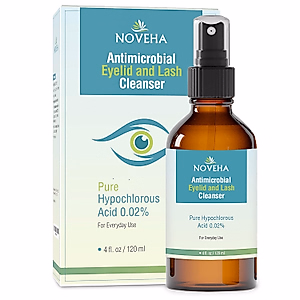 NOVEHA Eyelid and Lash Cleanser - Fast Acting Soothing Formula, Effective Relief from Irritation, Dry Eyes, Styes, Pure and Gentle Hypochlorous Acid Spray (4 Fl Oz (Pack of 1))