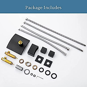 BANGPU Waterfall Bathroom Faucets, Modern Bathroom Sink Faucet 3 Holes Widespread Dual Handle Brass Basin Faucet Mixer Taps with Supply Hoses, Matte Black Vanity Sink Faucet