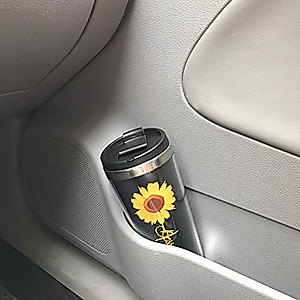 NVJUI JUFOPL Cute Sunflower Blessed Faith Travel Tumbler Coffee Mug for Men's & Women's 14 oz, With Flip Lid, Stainless Steel, Vacuum Insulated, Water Bottle Cup