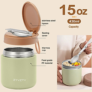 CJACJA Thermo for Hot Food Kids - 15.2 Oz, Insulated Food Jar for Soup, Width Mouth Stainless Steel Insulated Lunch Container with Folding Spoon, Blue (Blue)