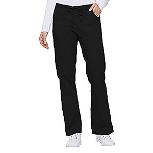 Dickies EDS Signature Scrubs for Women, Drawstring Cargo Pants for Women in Soft Brushed Poplin 86206, M, Black