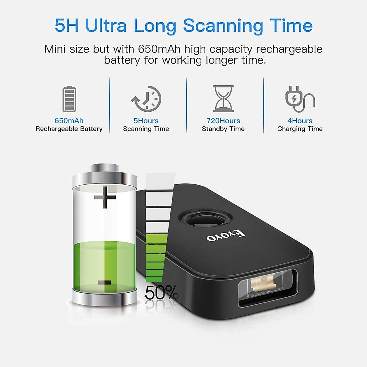 Eyoyo Wireless 1D Barcode Scanner Bluetooth, 2.4G Wireless & Wired 3-in-1 Bar Code Scanner Portable USB 1D ISBN Book Reader, Compatible with Tablet iPhone iPad Android Windows Mac OS(Pink)