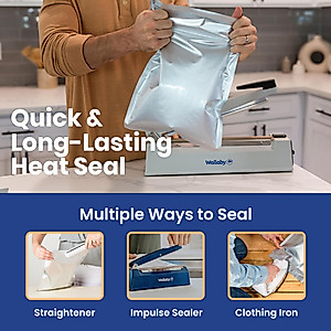 75x Wallaby 1-Gallon Mylar Bag Bundle - (5 Mil - 10" x 14") Mylar Bags, 80x 400cc Oxygen Absorbers, 80x Labels - Heat Sealable, Food Safe, & Reliable Long Term-Food Storage Solutions - Silver