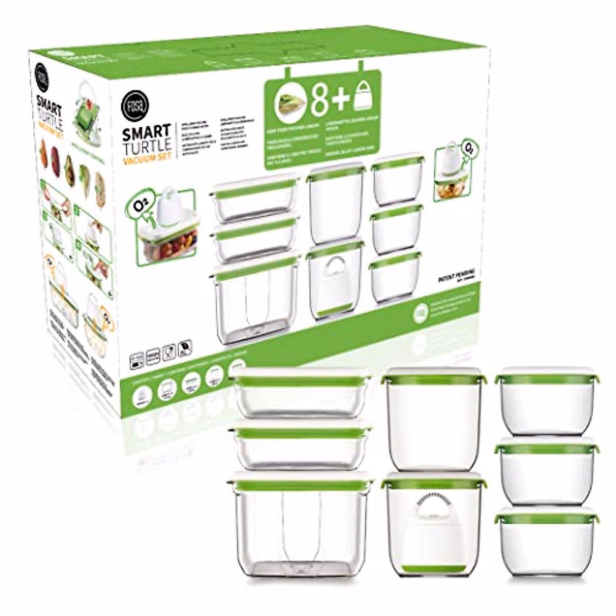 FOSA vacuum storage container set, 8pcs vacuum containers(28oz, 34oz, 45oz and 78oz) with vacuum unit